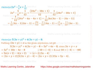 Class 9_Chapter 2_Polynomials_Lecture 6 (Quadratic trinomials or splitting the middle term) | PDF