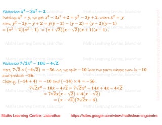 Class 9_Chapter 2_Polynomials_Lecture 6 (Quadratic trinomials or splitting the middle term) | PDF