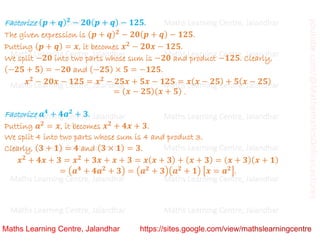 Class 9_Chapter 2_Polynomials_Lecture 6 (Quadratic trinomials or splitting the middle term) | PDF