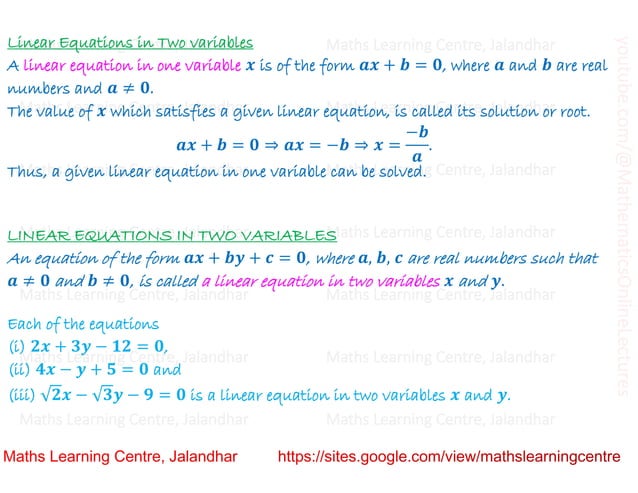 Class 9_Chapter 4_Linear equations in two variables | PDF
