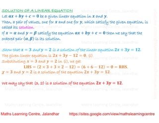 Class 9_Chapter 4_Linear equations in two variables | PDF