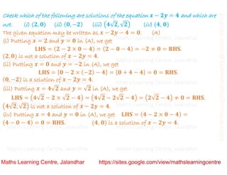 Class 9_Chapter 4_Linear equations in two variables | PDF