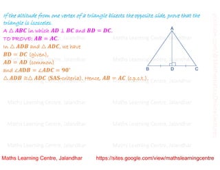 Class 9_Chapter 7_Triangles_Problems based on congruence_Lecture 3 | PPT