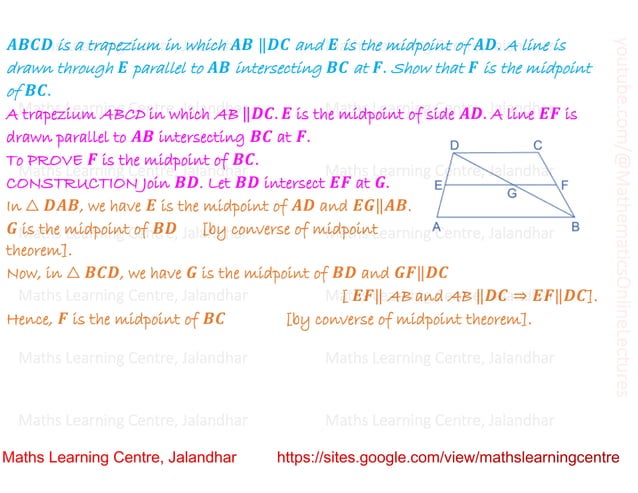 Class 9_Chapter 8_Quadrilaterals (Midpoint theorem and intercept ...