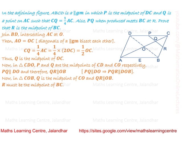 Class 9_Chapter 8_Quadrilaterals (Midpoint theorem and intercept ...