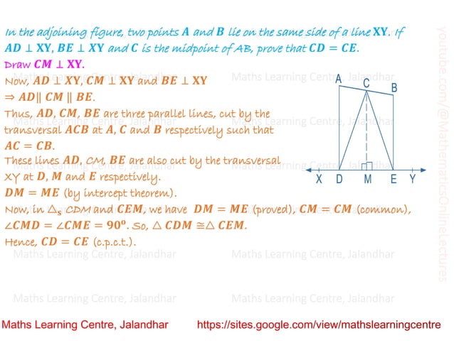 Class 9_Chapter 8_Quadrilaterals (Midpoint theorem and intercept ...