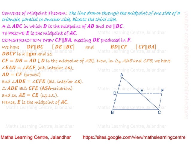 Class 9_Chapter 8_Quadrilaterals (Midpoint theorem and intercept ...