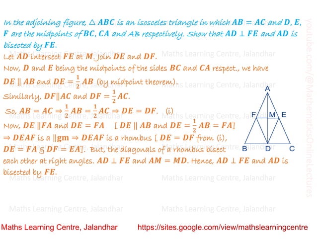 Class 9_Chapter 8_Quadrilaterals (Midpoint theorem and intercept ...