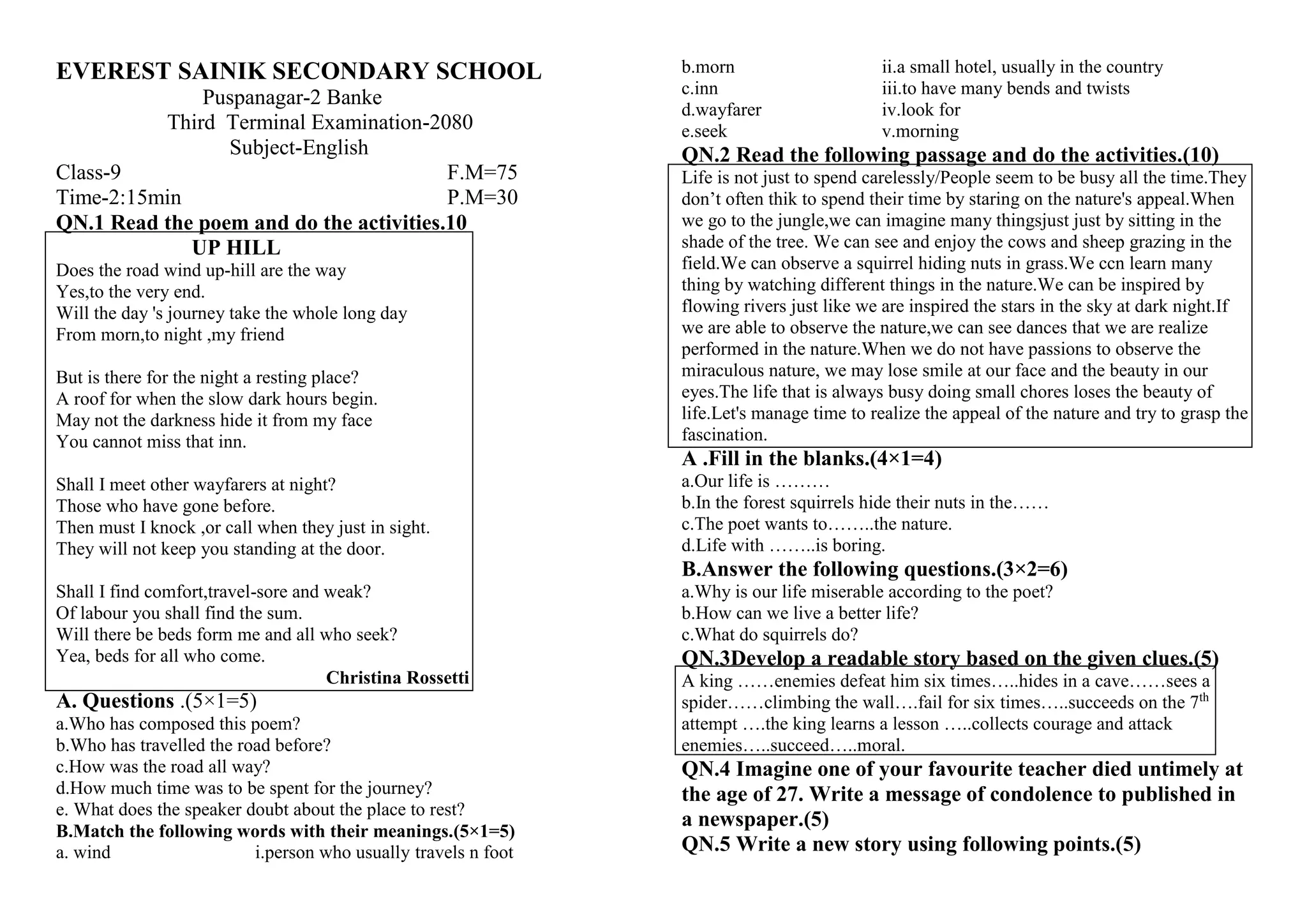 CLASS9 COMPLETE Question And Sheets docx Free Download