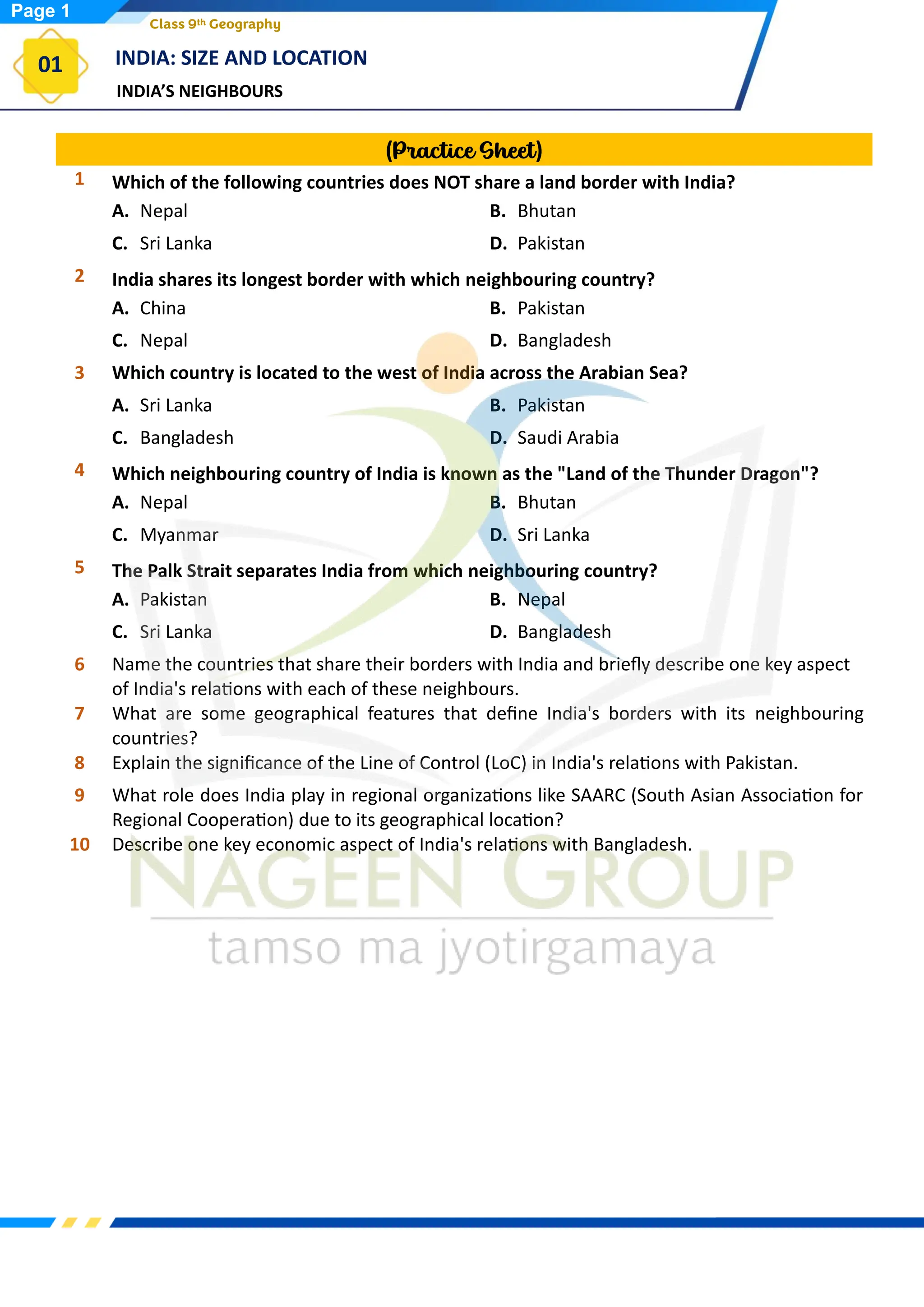 Class 9 Geography Chapter Wise Topic Wise Notes Chapter 2 Physical ...