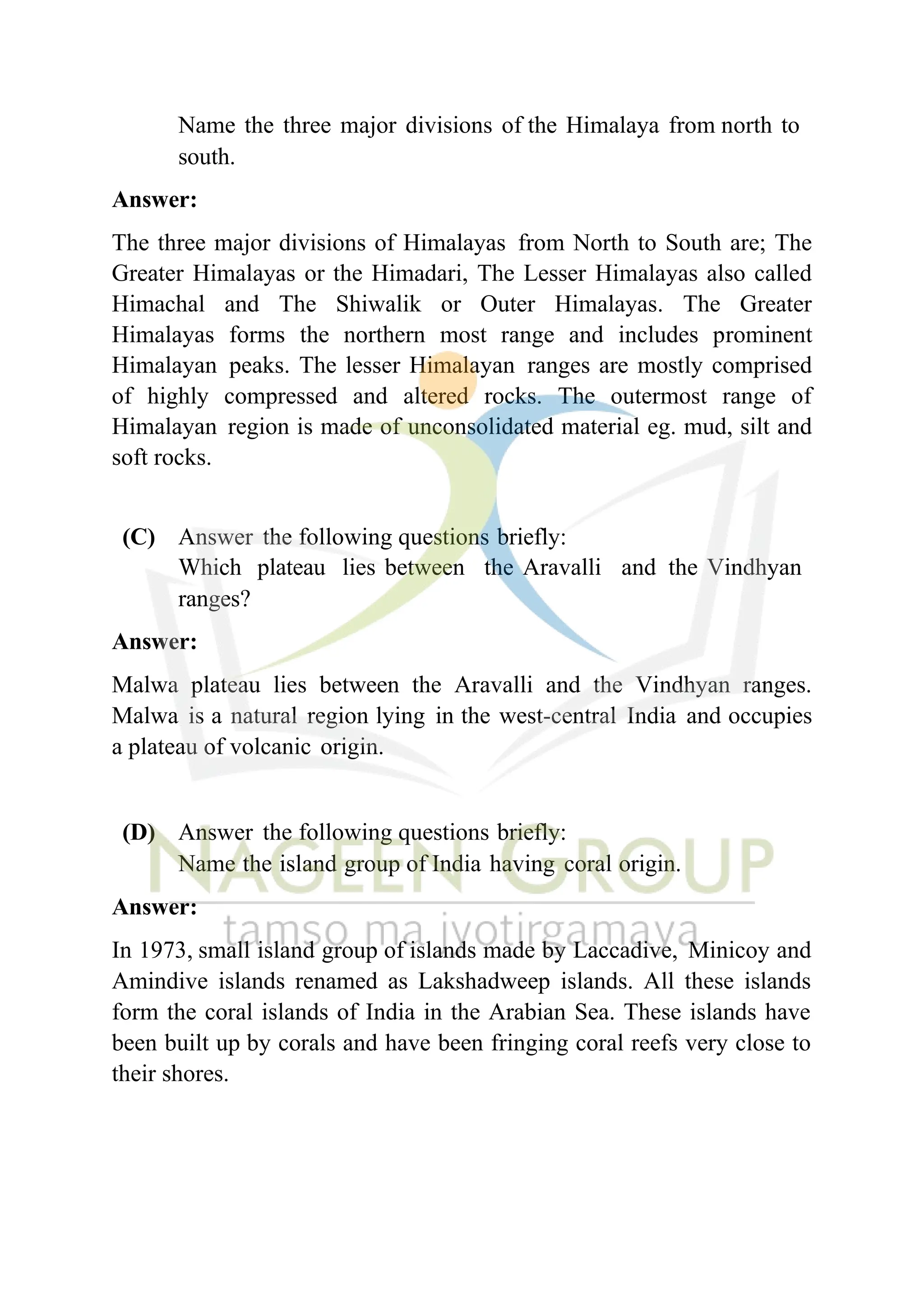 Class 9 Geography Chapter Wise Topic Wise Notes Chapter 2 Physical ...