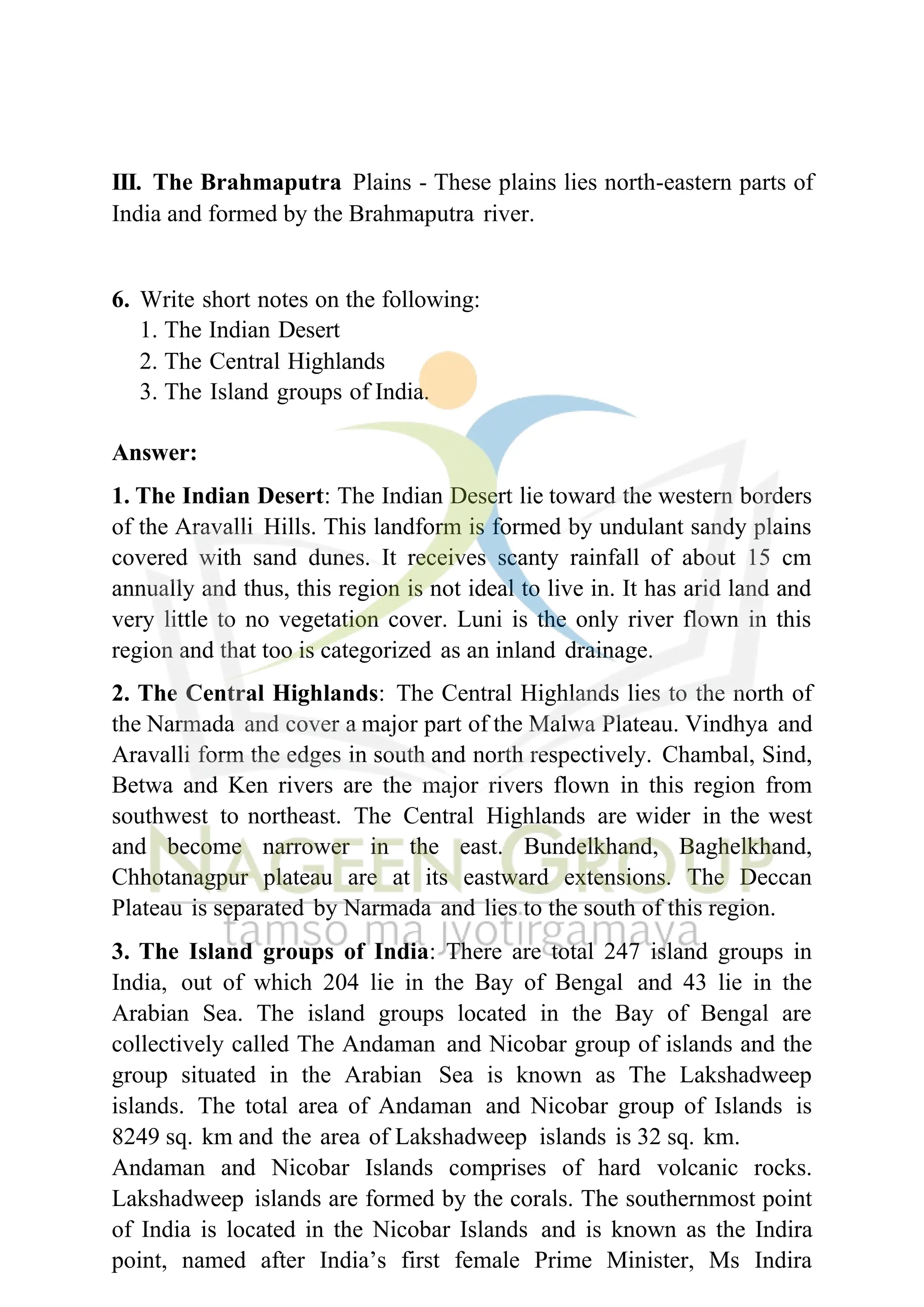 Class 9 Geography Chapter Wise Topic Wise Notes Chapter 2 Physical ...