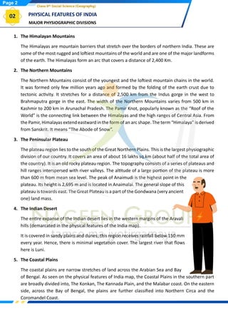 Class 9 Geography Chapter Wise Topic Wise Notes Chapter 2 Physical ...