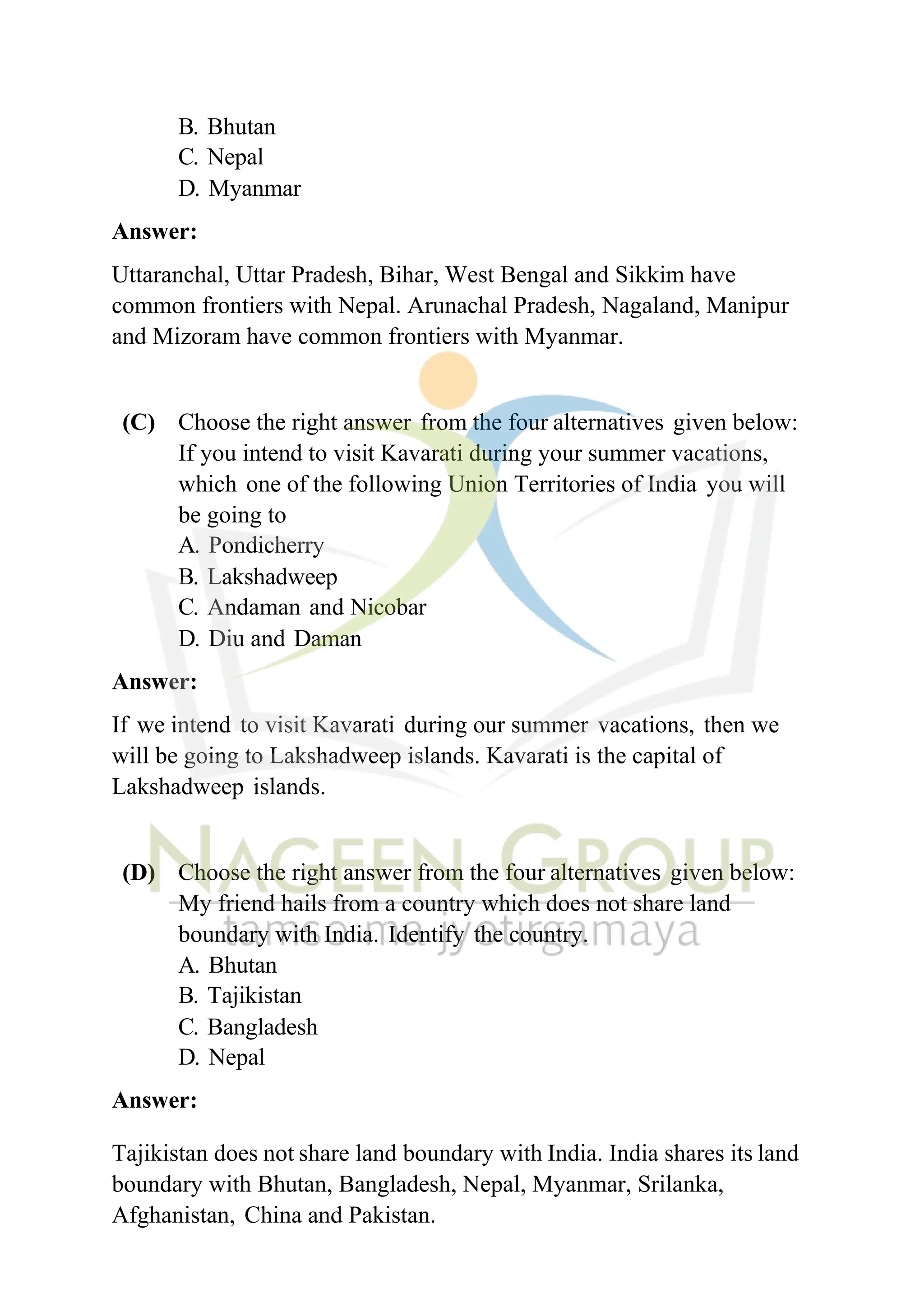Class 9 Geography Chapter Wise Topic Wise Notes Chapter 1 India Size ...
