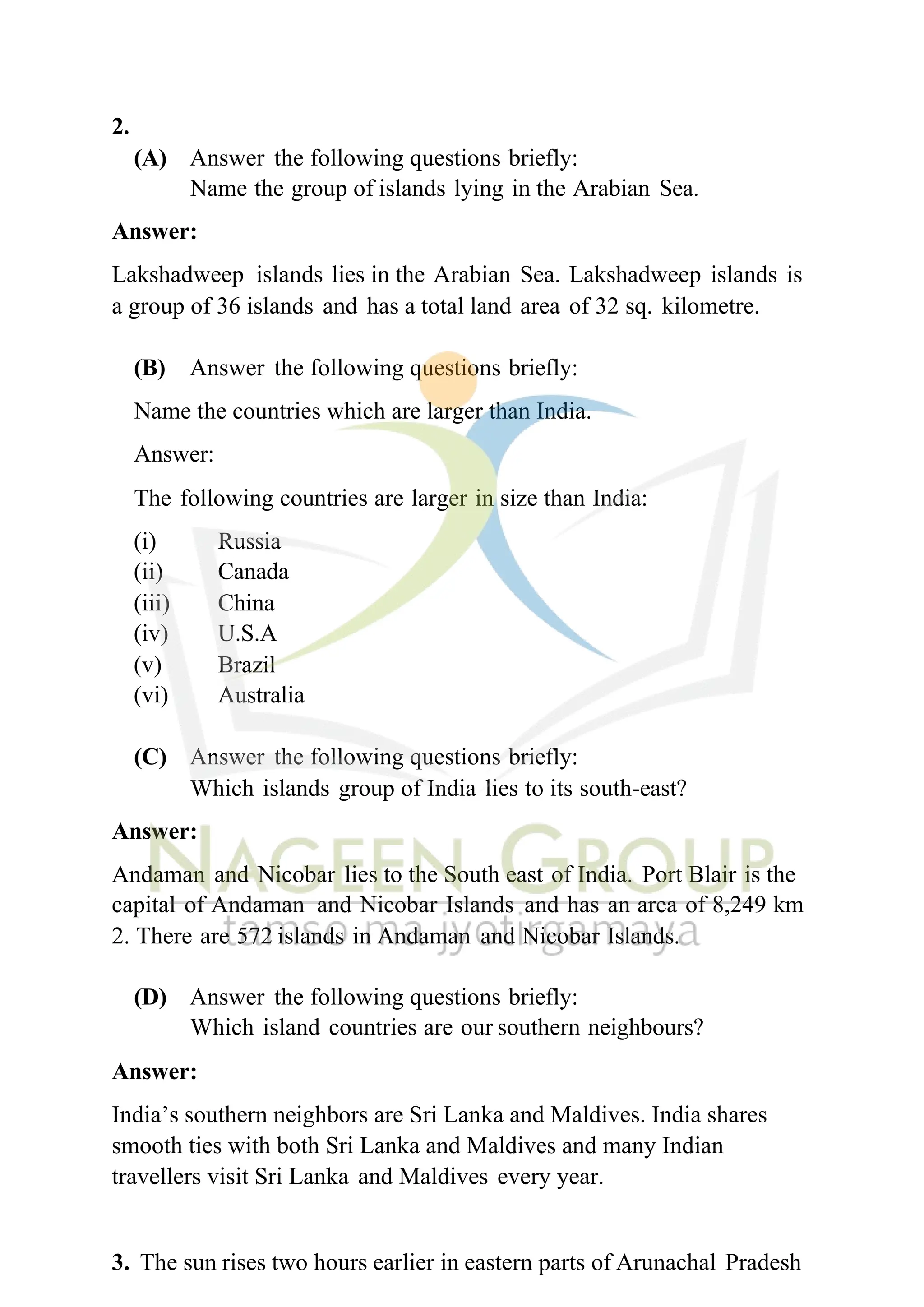 Class 9 Geography Chapter Wise Topic Wise Notes Chapter 1 India Size ...