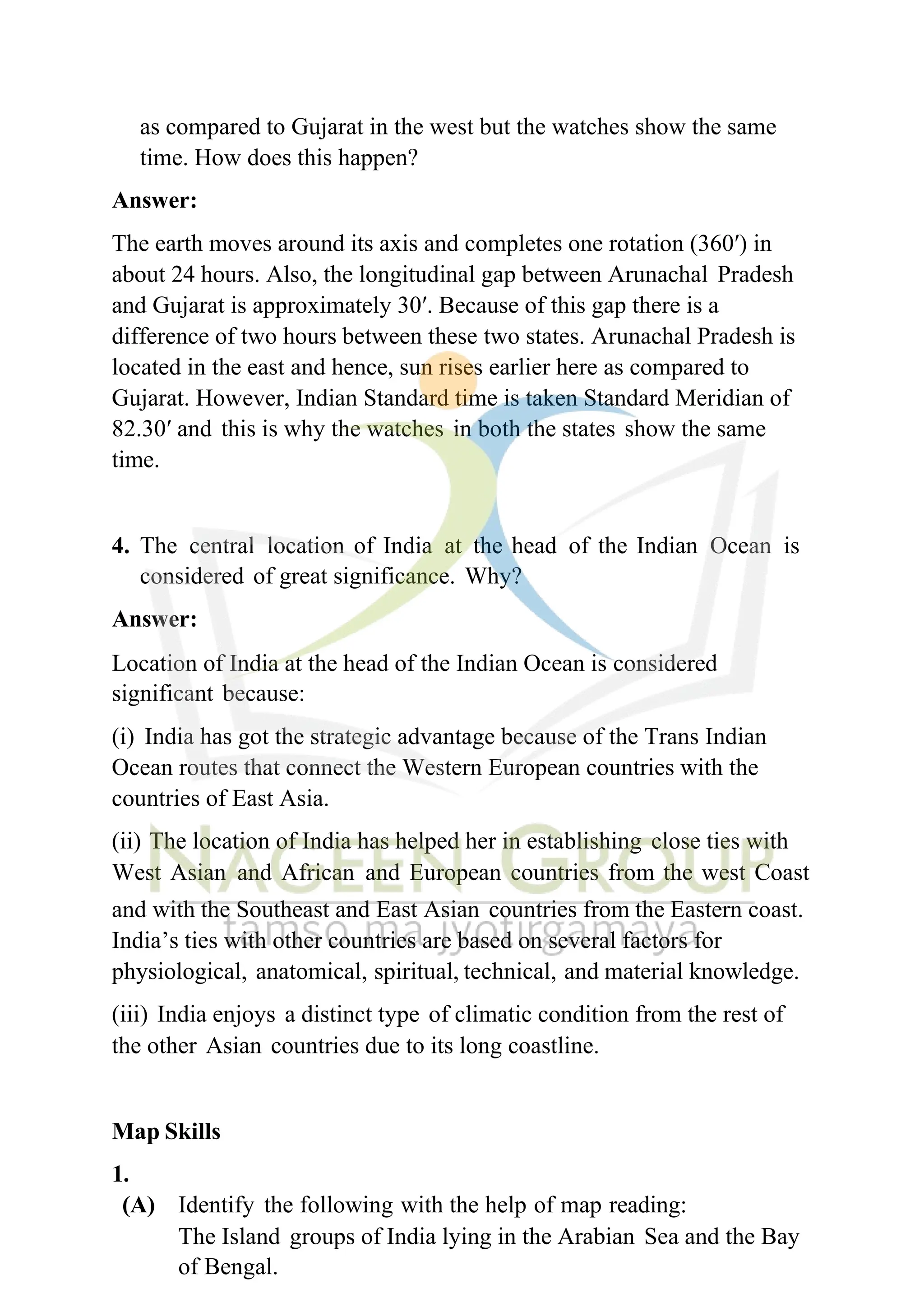 Class 9 Geography Chapter Wise Topic Wise Notes Chapter 1 India Size ...