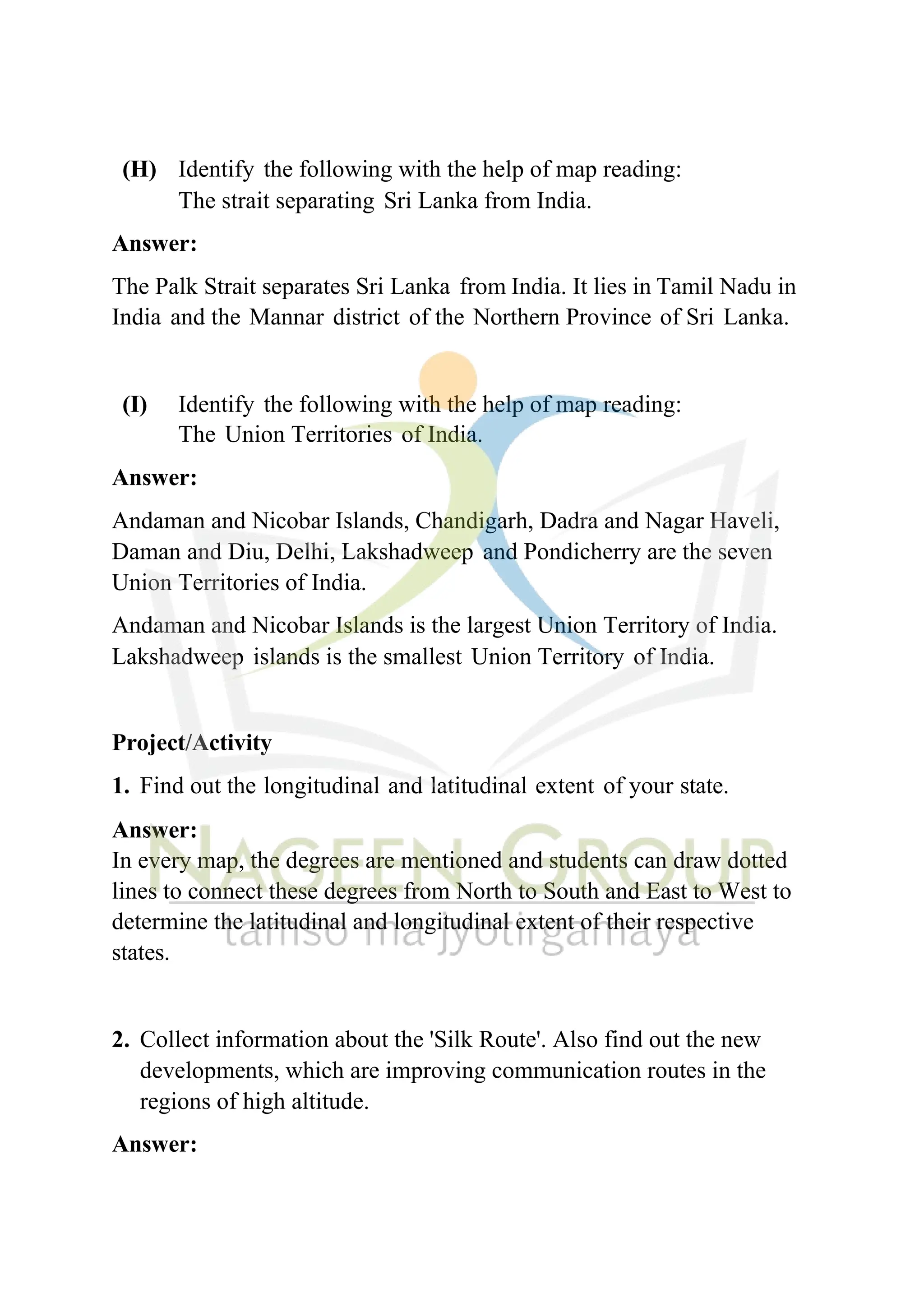 Class 9 Geography Chapter Wise Topic Wise Notes Chapter 1 India Size ...