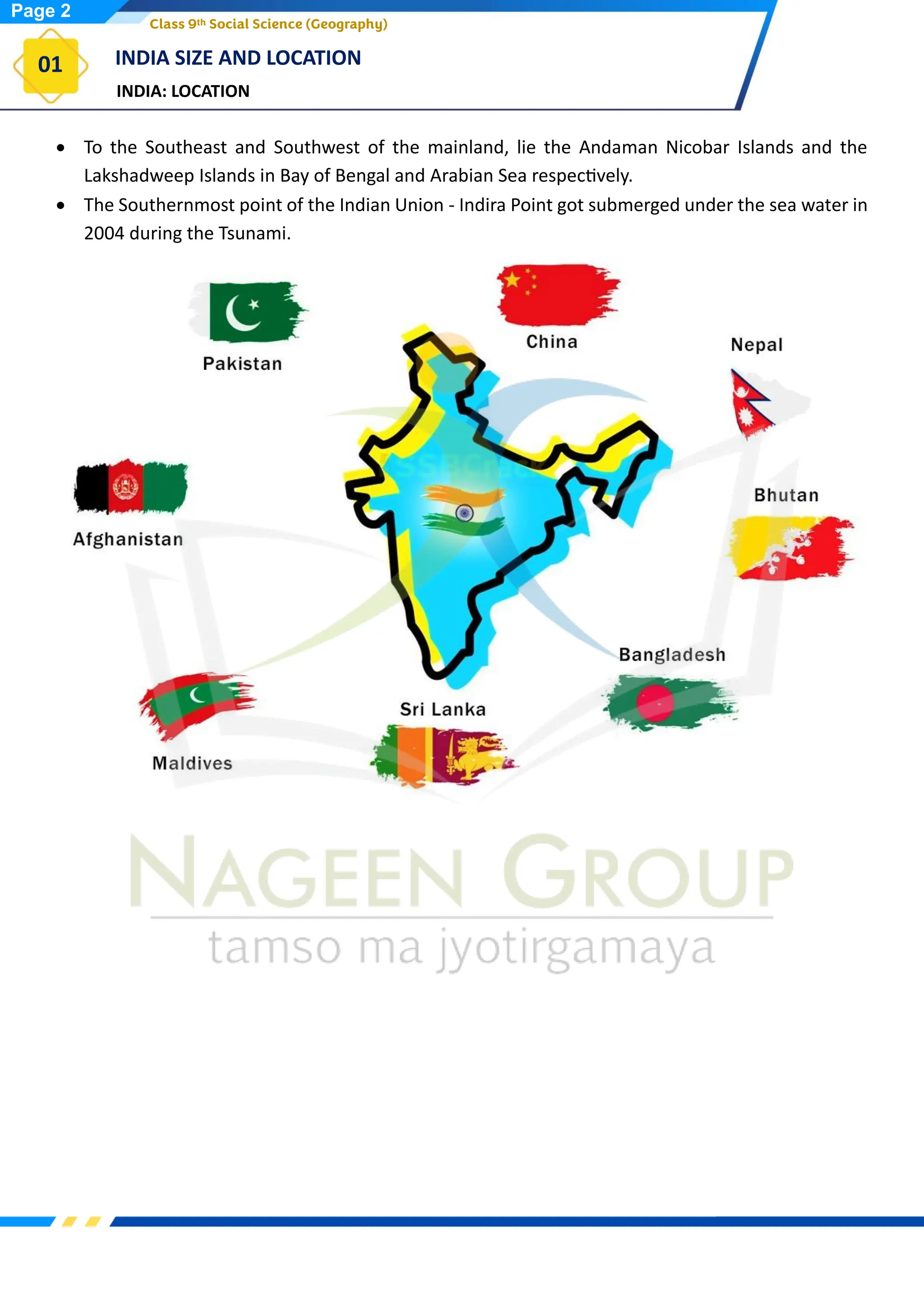 Class 9 Geography Chapter Wise Topic Wise Notes Chapter 1 India Size ...