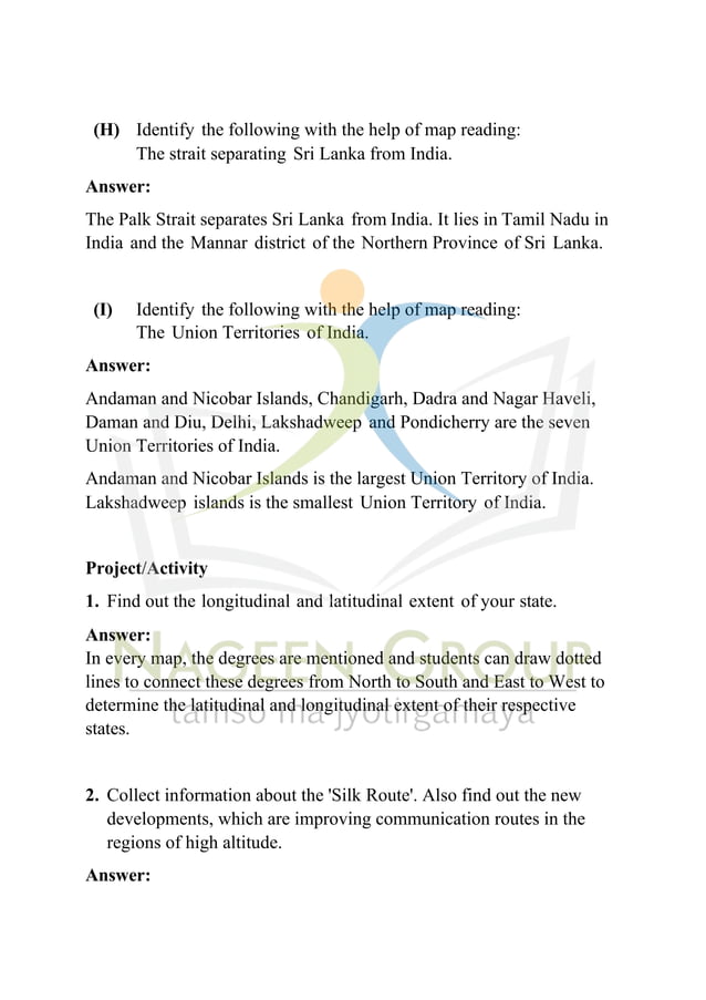 Class 9 Geography Chapter Wise Topic Wise Notes Chapter 1 India Size ...
