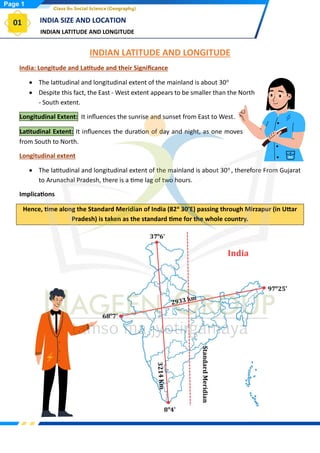 Class 9 Geography Chapter Wise Topic Wise Notes Chapter 1 India Size ...