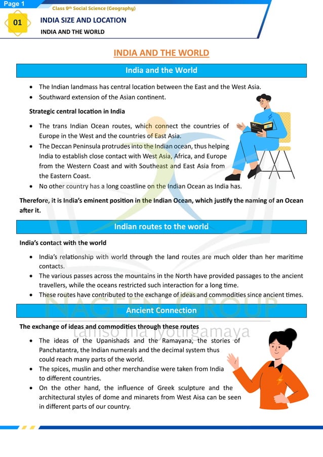 Class 9 Geography Chapter Wise Topic Wise Notes Chapter 1 India Size ...