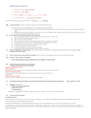 Class 9 lesson plans | DOCX