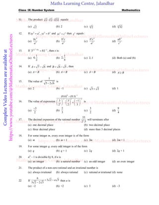 #Class 9 #MCQ #Chapter_1 #Number_Systems.pdf