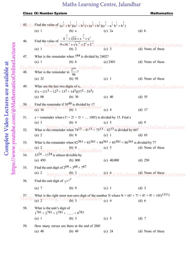 #Class 9 #MCQ #Chapter_1 #Number_Systems.pdf