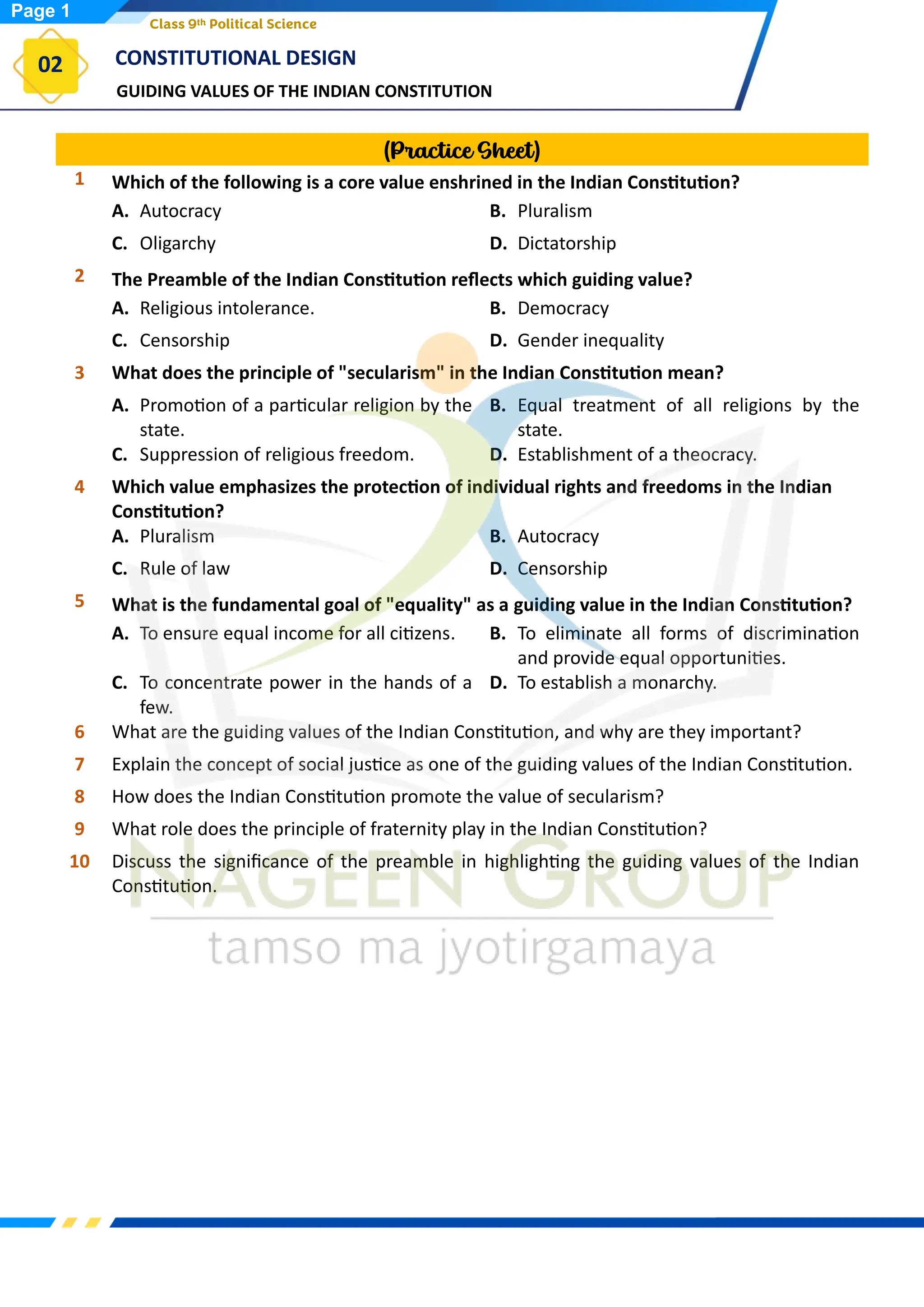 Class 9 Political Science Chapter Wise Topic Wise Notes Chapter 2 ...