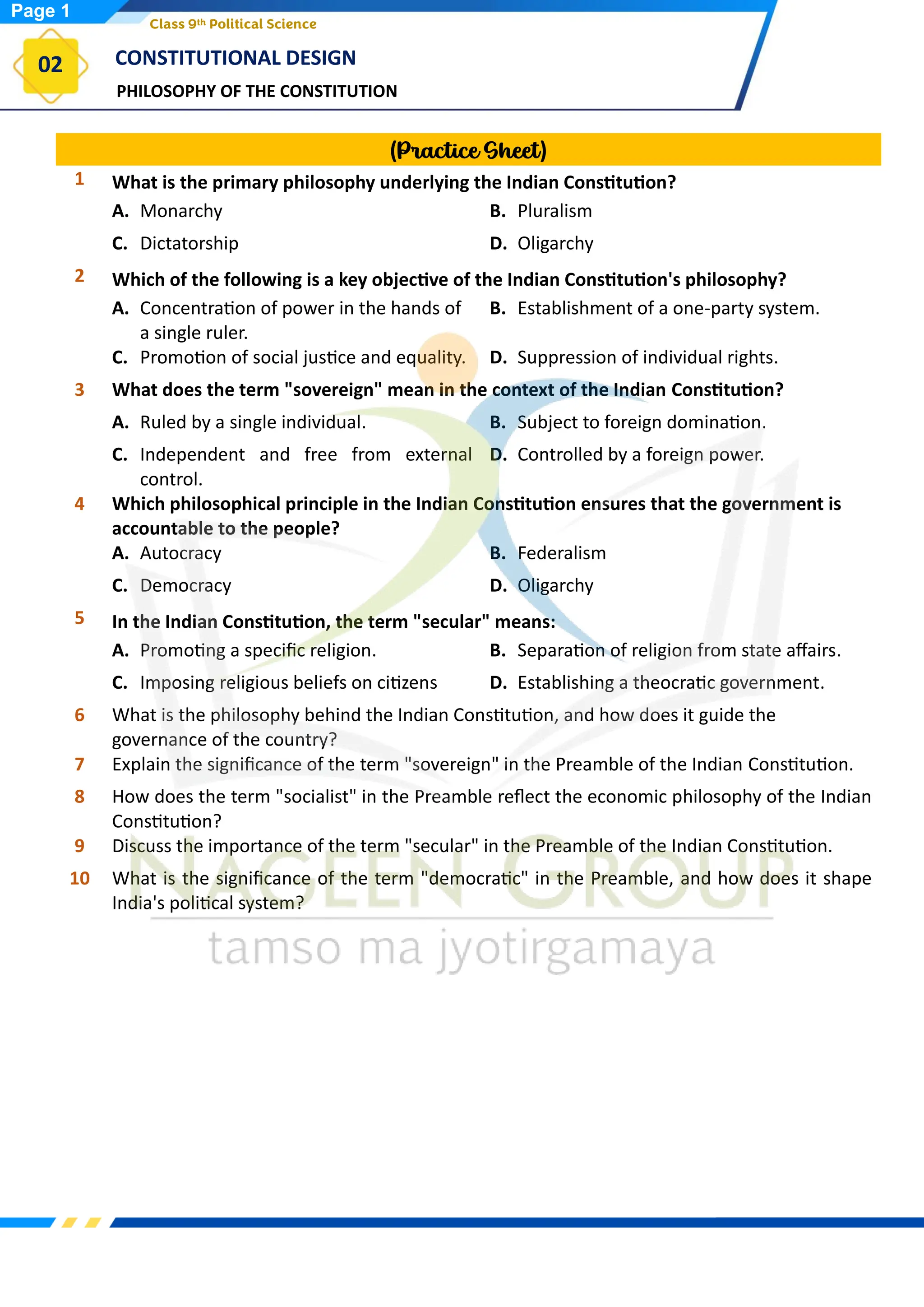 Class 9 Political Science Chapter Wise Topic Wise Notes Chapter 2 ...