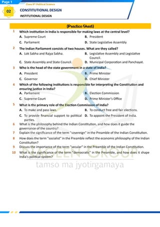 Class 9 Political Science Chapter Wise Topic Wise Notes Chapter 2 ...