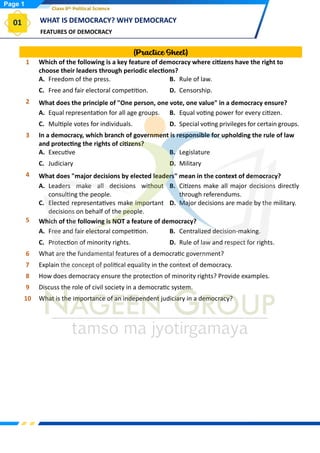 Class 9 Political Science Chapter Wise Topic Wise Notes Chapter 1 What ...