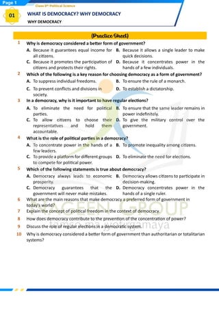 Class 9 Political Science Chapter Wise Topic Wise Notes Chapter 1 What ...