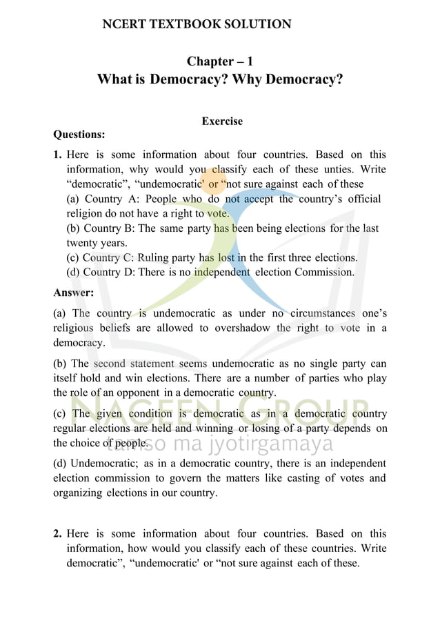 Class 9 Political Science Chapter Wise Topic Wise Notes Chapter 1 What ...