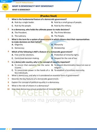 Class 9 Political Science Chapter Wise Topic Wise Notes Chapter 1 What ...