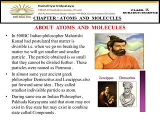 Class 9 ppt 1 atoms n molecules | PPTX