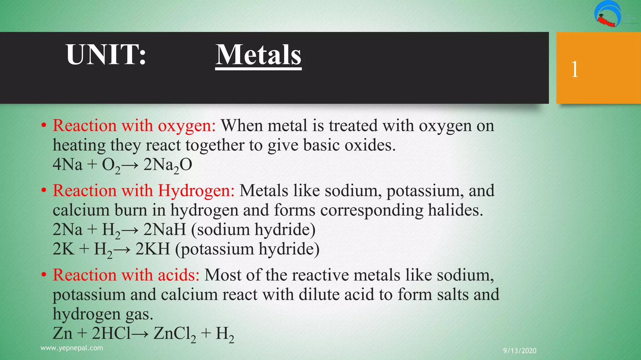 Metal - Science (Class 9) | PPTX