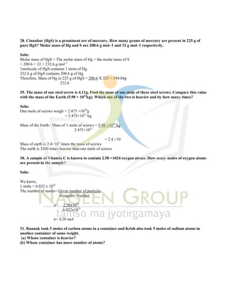 Class 9 Science Exemplar Solution Chapter-3 Atoms and Molecules | PDF