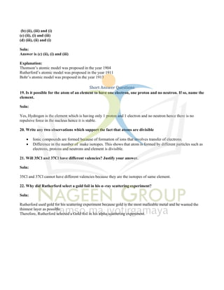 Class 9 Science Notes Chapter 4 Structure of The Atom | PDF