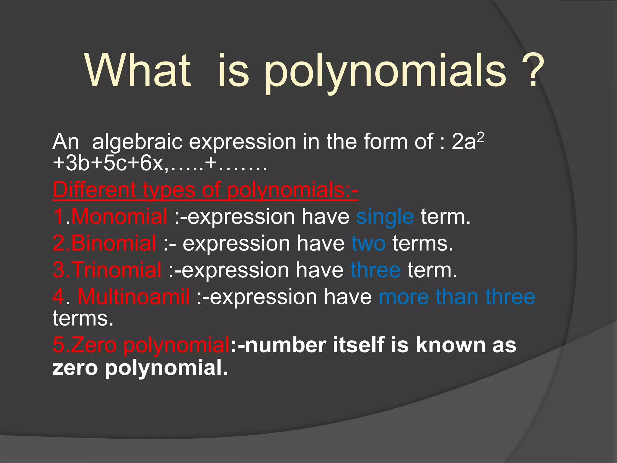 Class 9th chapter 2 maths polynomials | PPTX