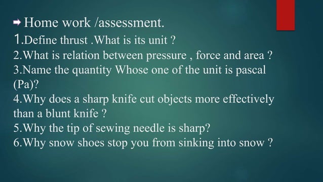 class 9th ppt Thrust and pressure.pptx | Physics | Science
