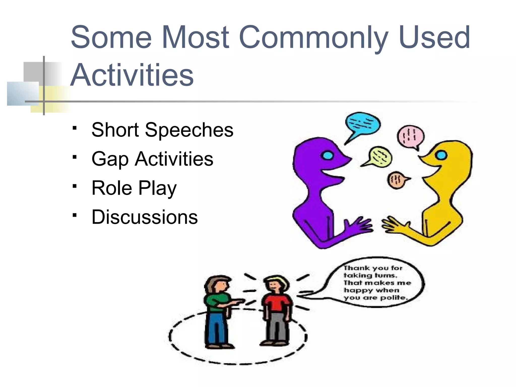 Class activities for developing speaking skills | PPT