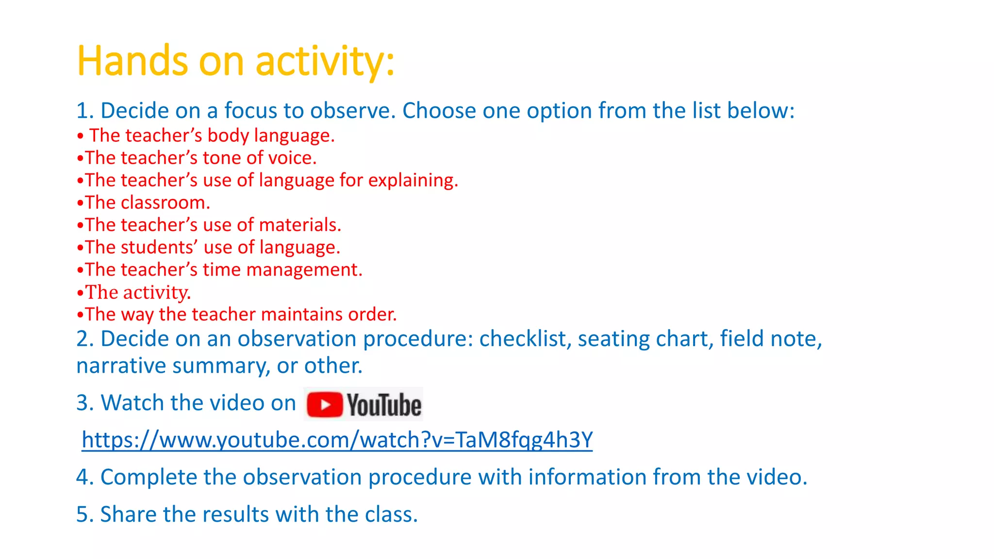 Class observation in teaching practice | PPTX