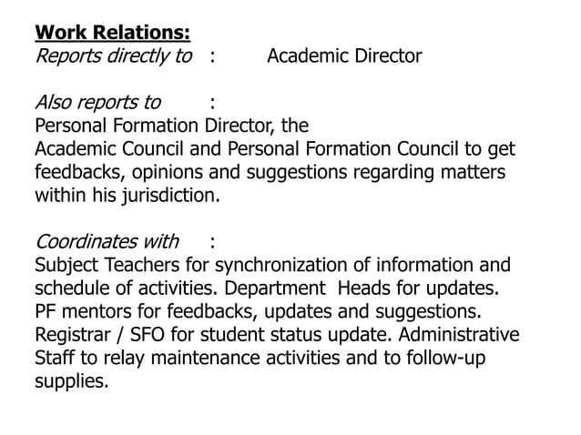 Class Adviser Job Description Year 2024 Ppt Education