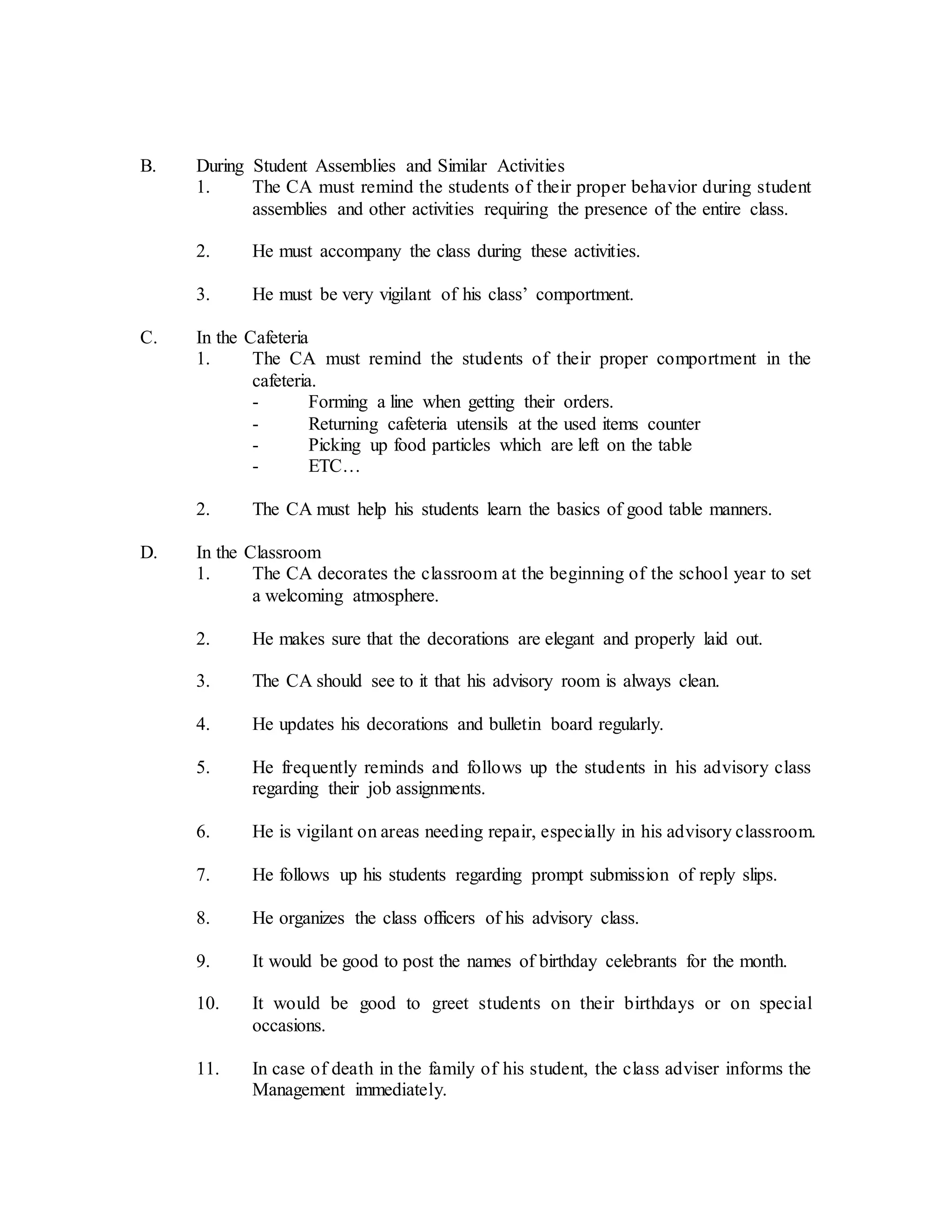 Class Advisory Paper | DOCX