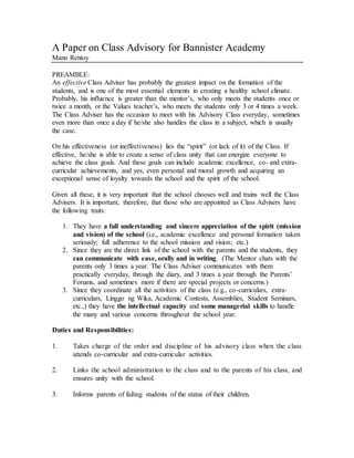 Class Advisory Paper | DOCX