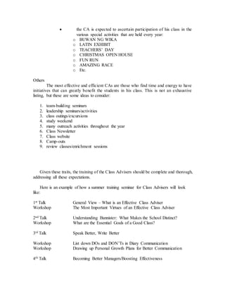 Class Advisory Paper | DOCX