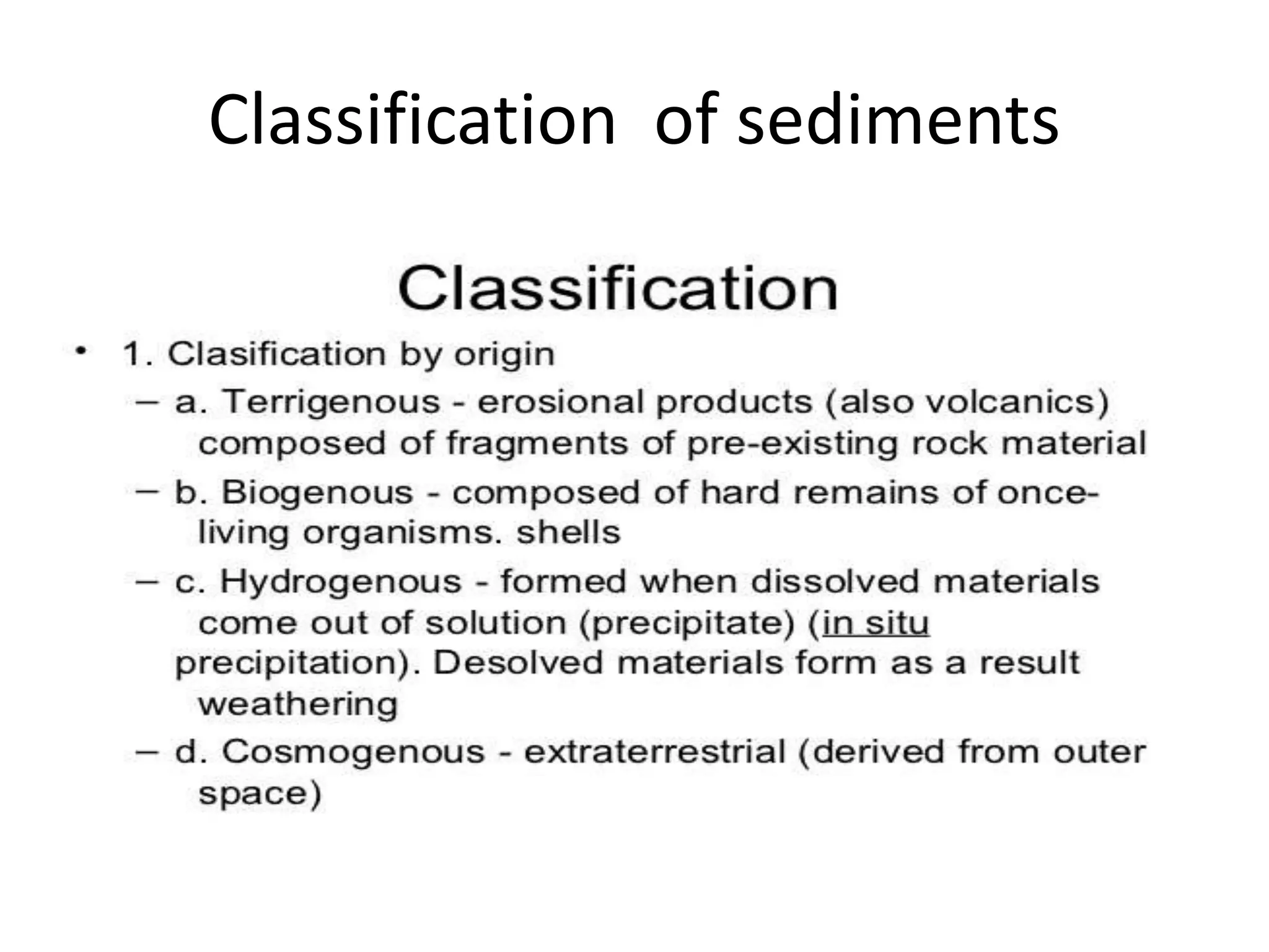 Classaification of sediments | PPTX