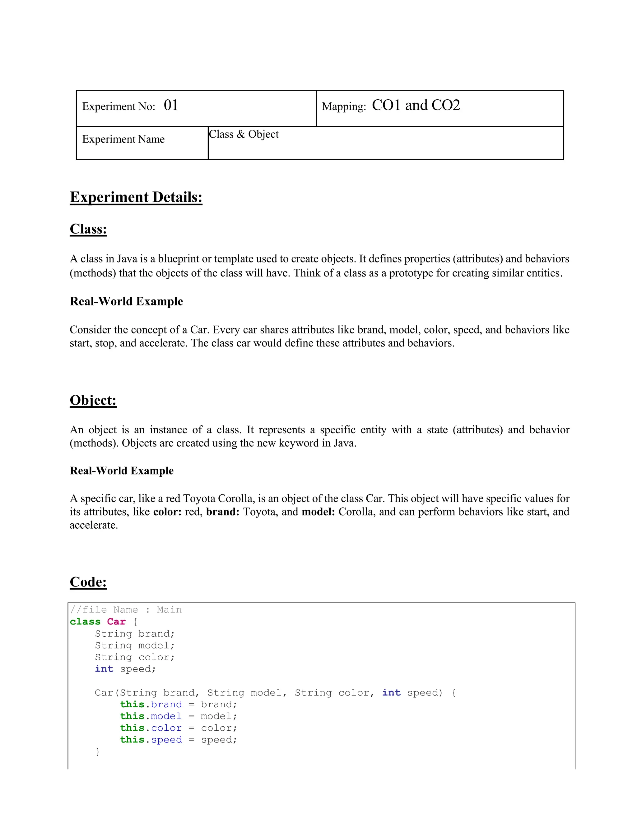 Class And Object- Java Object Oriented Programming Lab Report | PDF Class And Object- Java Object Oriented Programming Lab Report | PDF