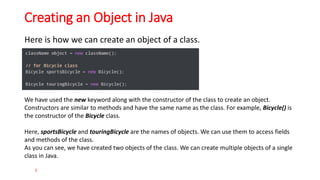 Class and Objects in object-oriented programming with Java | PDF